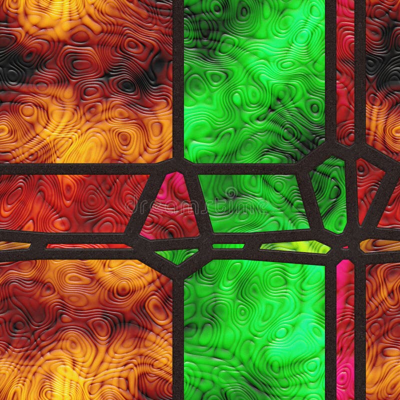 Abstract Stained Glass- Metal Grate Stock Illustration - Illustration ...