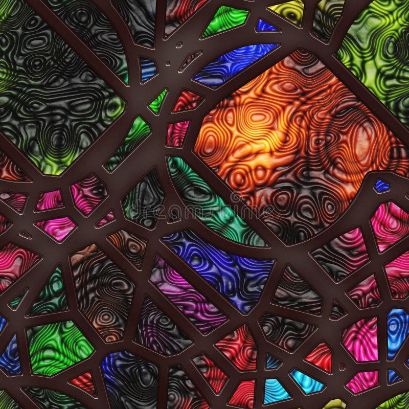 Abstract Stained Glass- Metal Grate Stock Illustration - Illustration ...