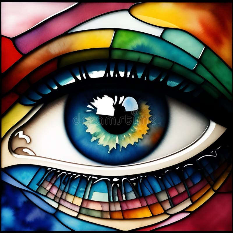 Abstract Stained-glass Multi Color Painted Eye Stock Illustration ...