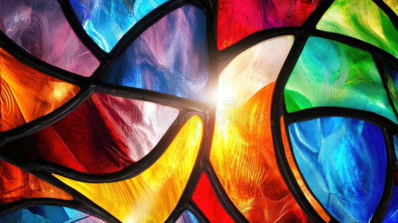 Abstract Stained Glass Pattern in Vibrant Colors Stock Photo - Image of ...
