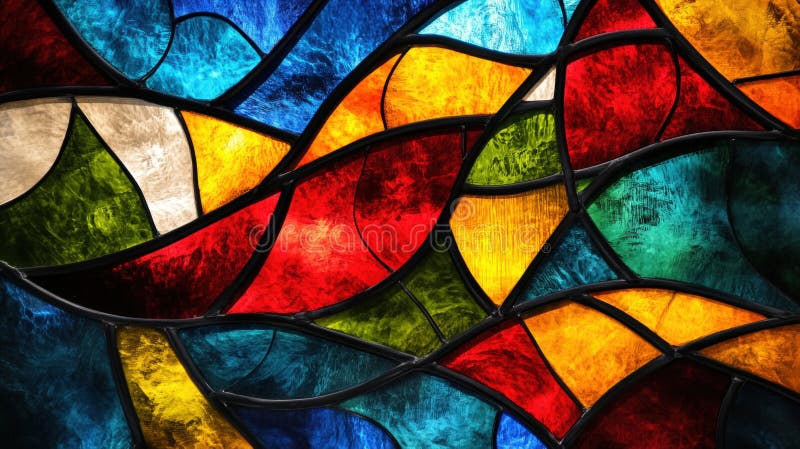 Abstract Stained Glass Pattern in Vibrant Colors Stock Photo - Image of ...
