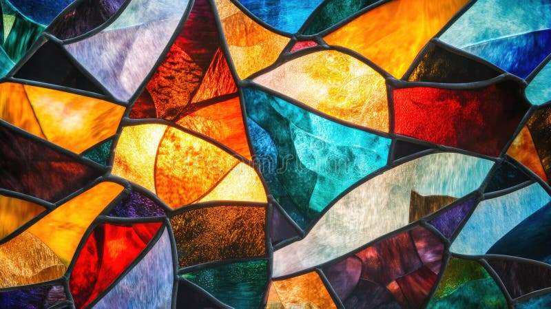 Abstract Stained Glass Pattern in Vibrant Colors Stock Photo - Image of ...
