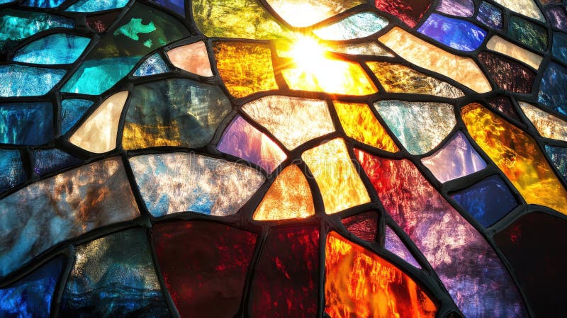Abstract Stained Glass Pattern in Vibrant Colors Stock Image - Image of ...