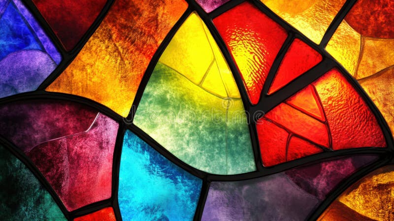 Abstract Stained Glass Pattern in Vibrant Colors Stock Photo - Image of ...
