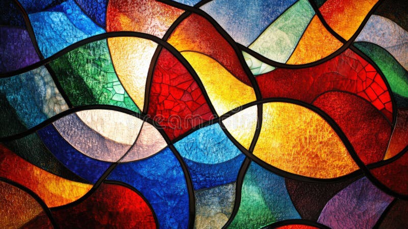 Abstract Stained Glass Pattern in Vibrant Colors Stock Photo - Image of ...