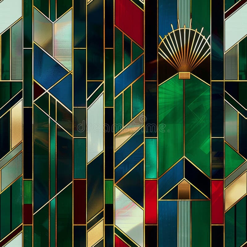 Abstract Stained Glass Window Patterns in Vibrant Hues Stock Image ...