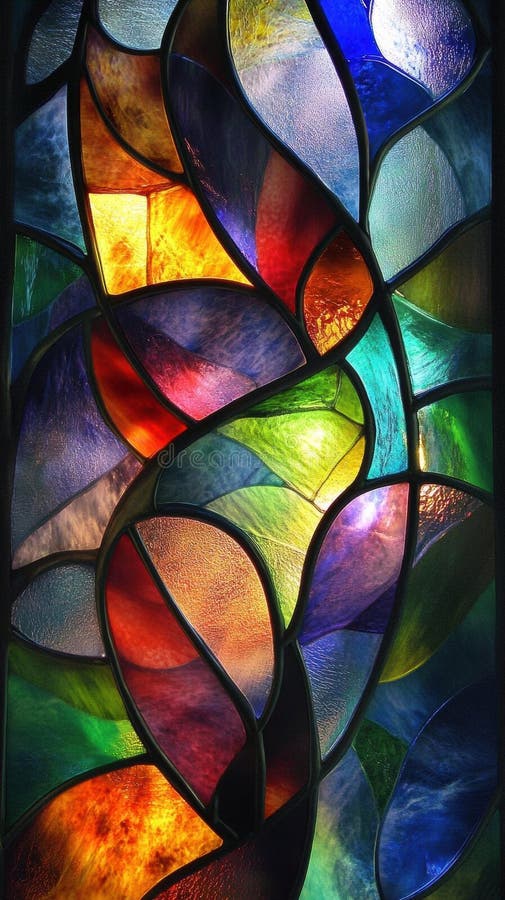 Abstract Stained Glass Window, a Symphony of Colors and Shapes Stock ...