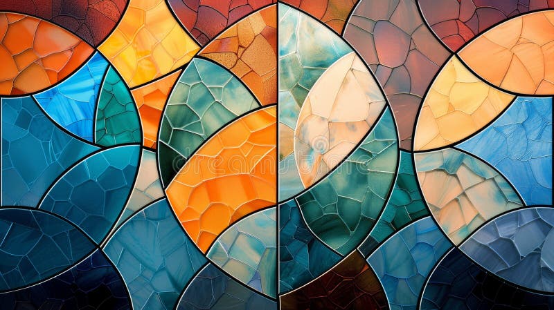 Abstract Stained Glass Window with Vibrant Colors and Geometric ...