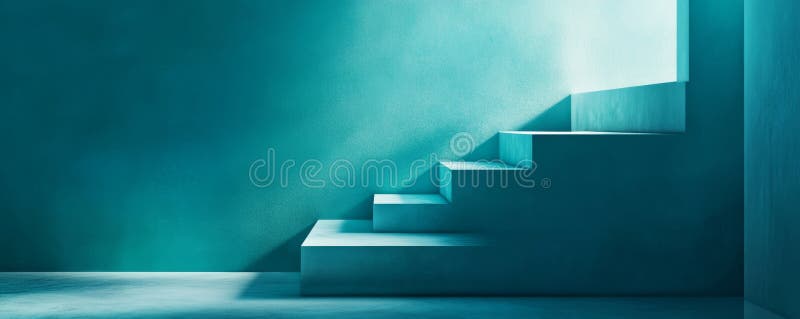 Abstract Staircase with Blue Lighting in Minimalistic Interior Stock ...