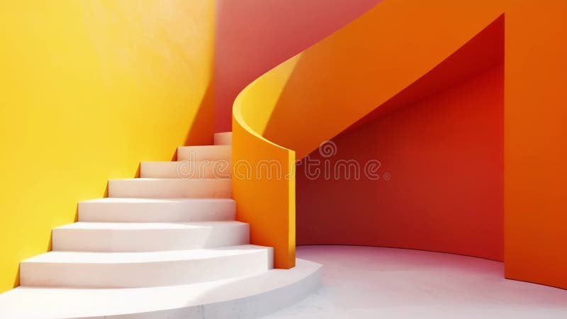 An Abstract Staircase Design Using Bold Colors and Shapes. Stock ...