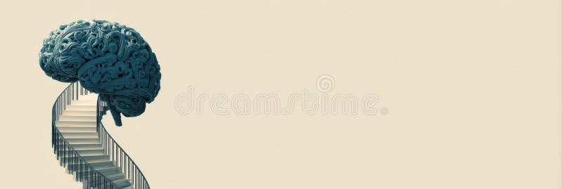 Abstract Staircase Loops into a Brain Spiral Illustrating Cognitive ...