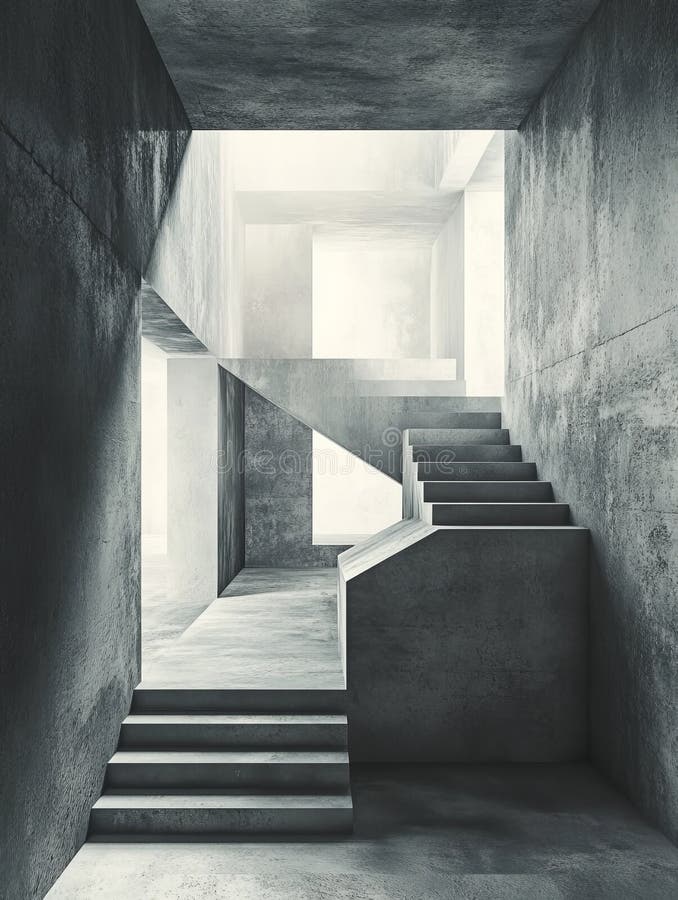 Abstract Staircase with a Minimalist Style and Textured Surfaces Stock ...