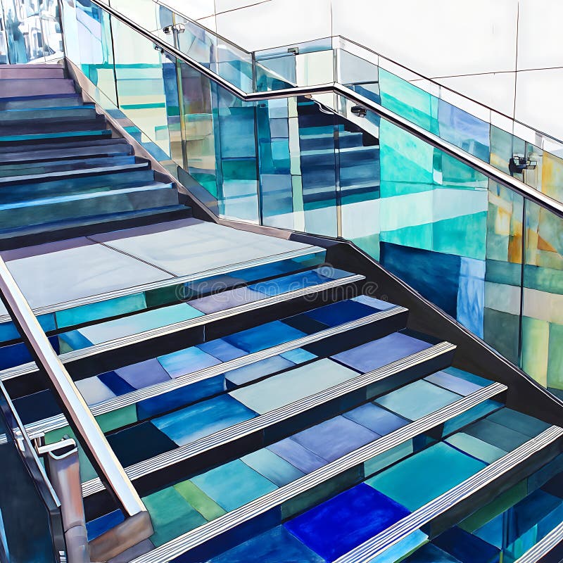 Abstract Staircase Modern Architecture and Geometric Design Stock ...