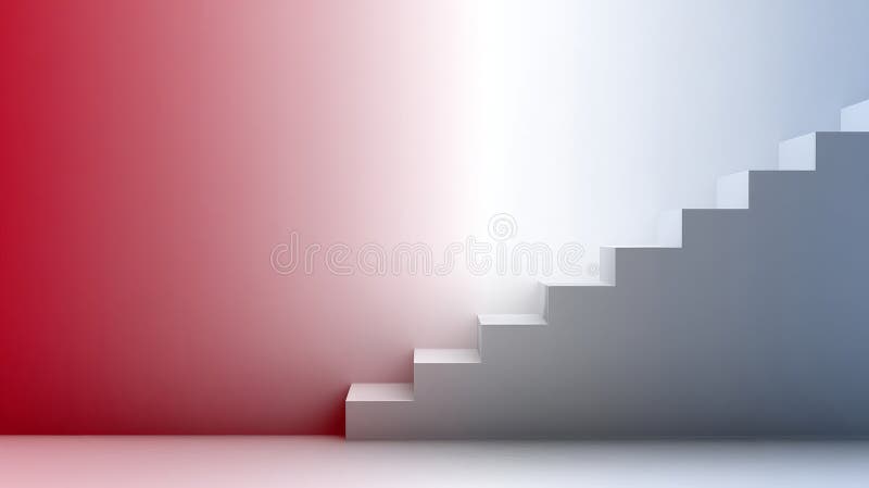 Abstract Staircase with Red To White Gradient Background. Stock Photo ...