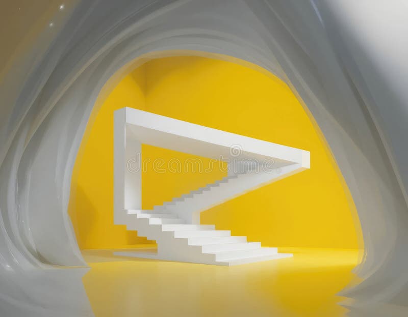 Abstract Stairs Ascending on Bright Yellow Background in Creative ...