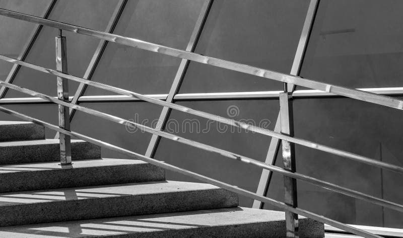 Abstract Stairs and Chrome Side Railings Stock Photo - Image of steps ...
