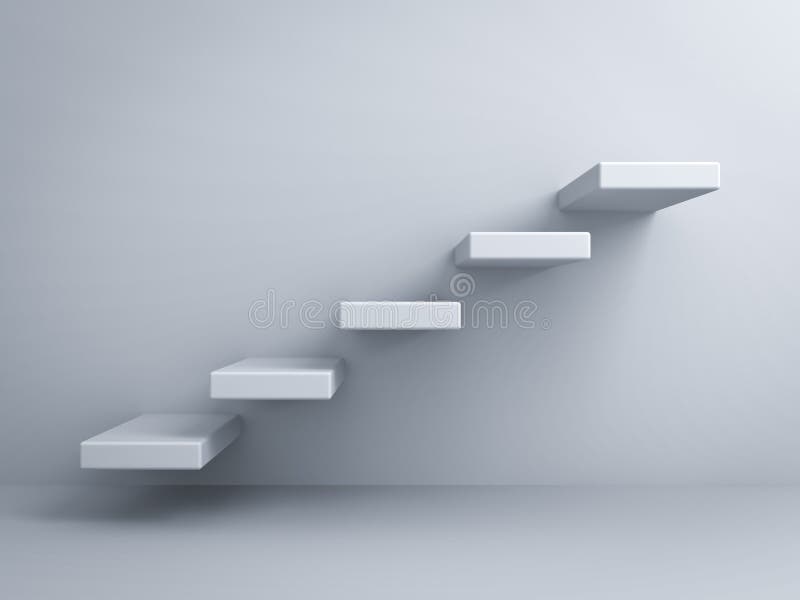 Abstract Stairs or Steps Concept on White Wall Stock Illustration ...