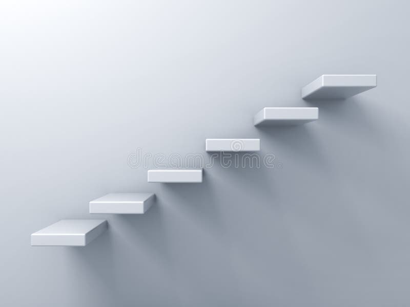 Abstract Stairs or Steps Concept on White Wall Stock Illustration ...