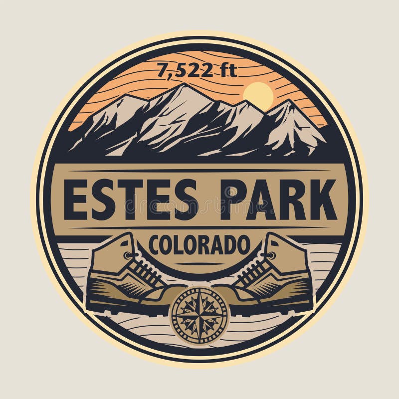 Abstract Stamp or Emblem with the Name of Estes Park, Colorado Stock ...