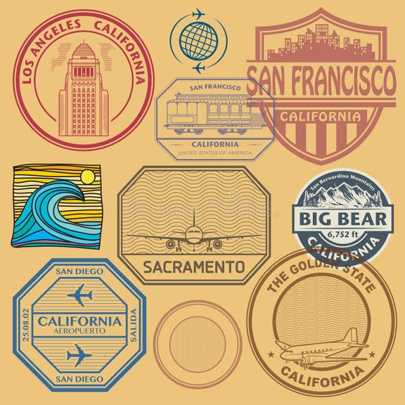Abstract Stamps or Emblems Set with the California Name Stock Vector ...