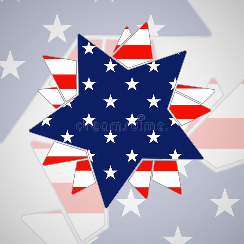 The Abstract Star with American Flag Stock Vector - Illustration of ...
