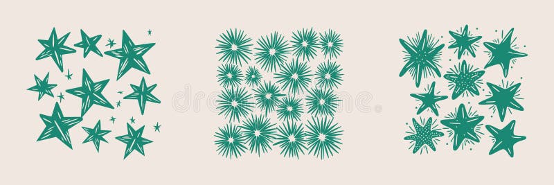 Abstract Star and Burst Patterns Silhouette Set. Creative Decorative ...