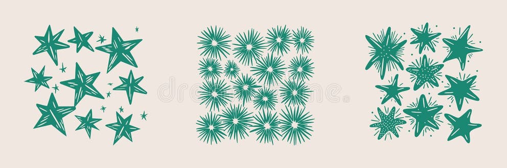 Abstract Star and Burst Patterns Silhouette Set. Creative Decorative ...