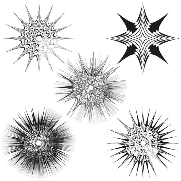 Abstract Star Bursts. Dynamic Spike Shapes. Grungy Vector Elements ...
