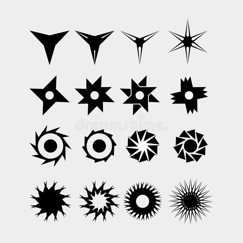 Abstract Star Circle Sharp Twisted Set Vector Element Editable Stock ...