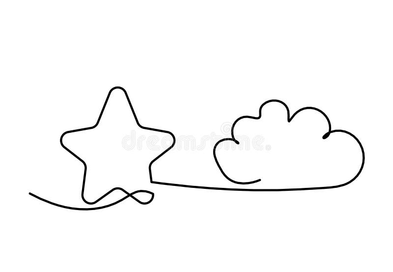 Abstract Star with Clouds As Line Drawing Stock Vector - Illustration ...