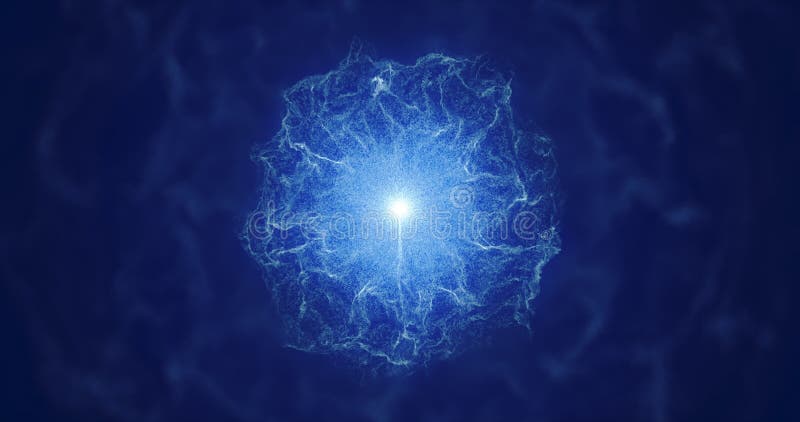 An Abstract Star that Emits Flying Waves of Matter into Space. Blue ...