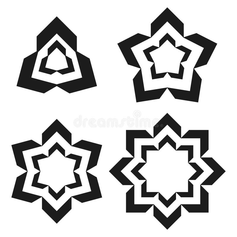 Abstract Star Icons. Geometric Star Shapes. Black Vector Stars. Bold ...