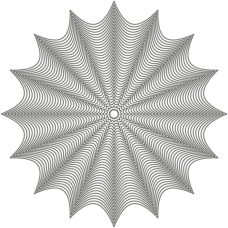 Abstract Star Lines. Optical Illusion Design. Geometric Pattern. Black ...