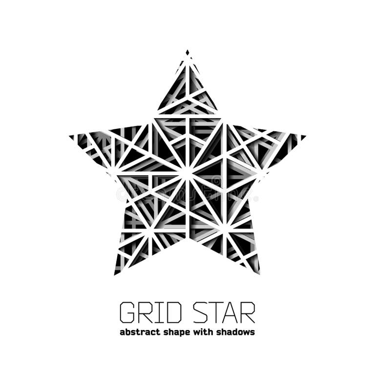 Abstract Star Shape with Layered Lines Triangular Grid and Shadow Stock ...