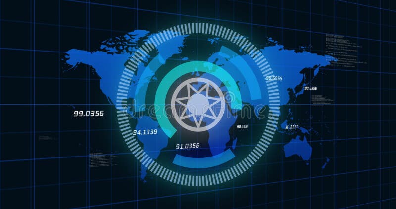 Abstract Star Shape and Round Scanner Over Multiple Numbers and World ...