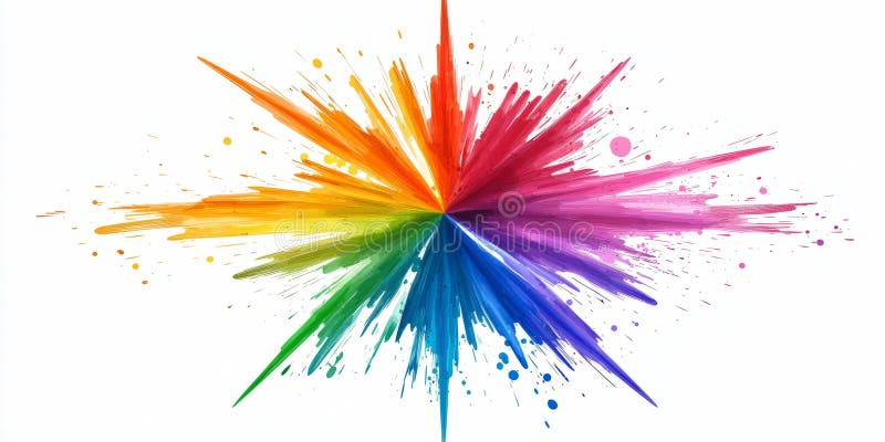 Abstract Starburst Explosion with Rainbow-colored Energy Beams ...