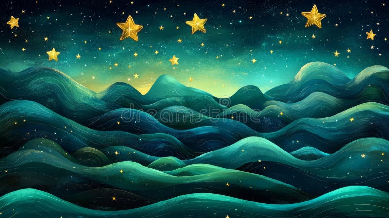 An Abstract Starry Background Adorns this Bright Green Line Art ...