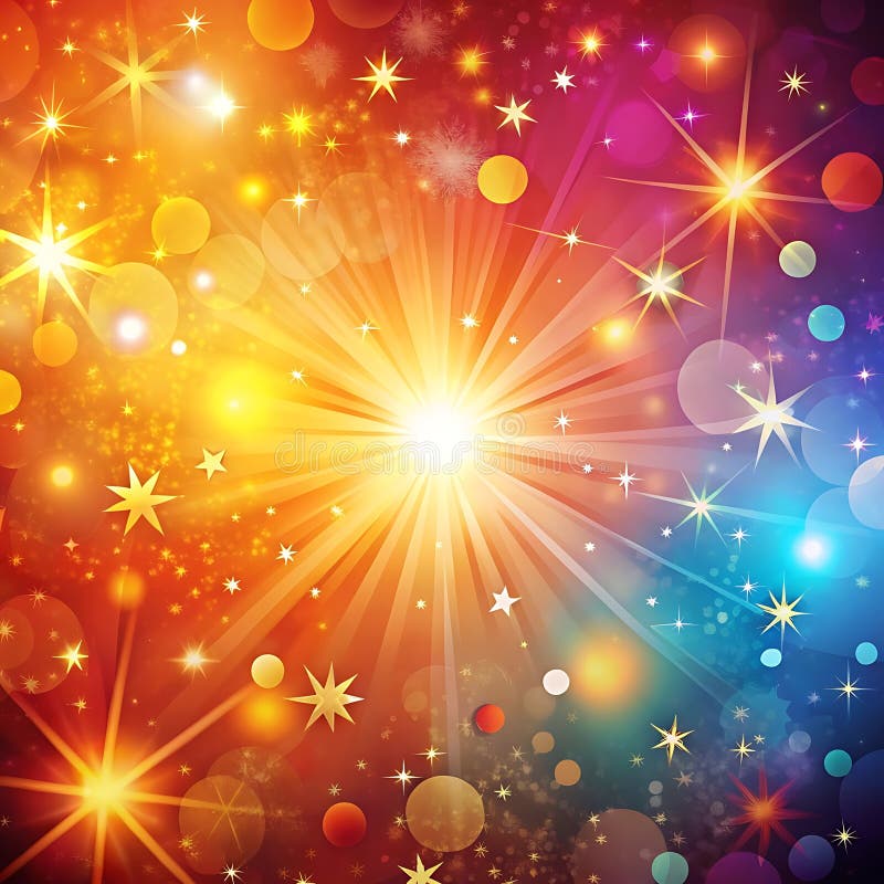 Abstract Starry Night Background with Light Burst and Bokeh Stock ...