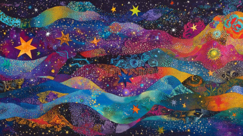 Abstract Starry Ocean: Indigenous Art Stock Illustration - Illustration ...
