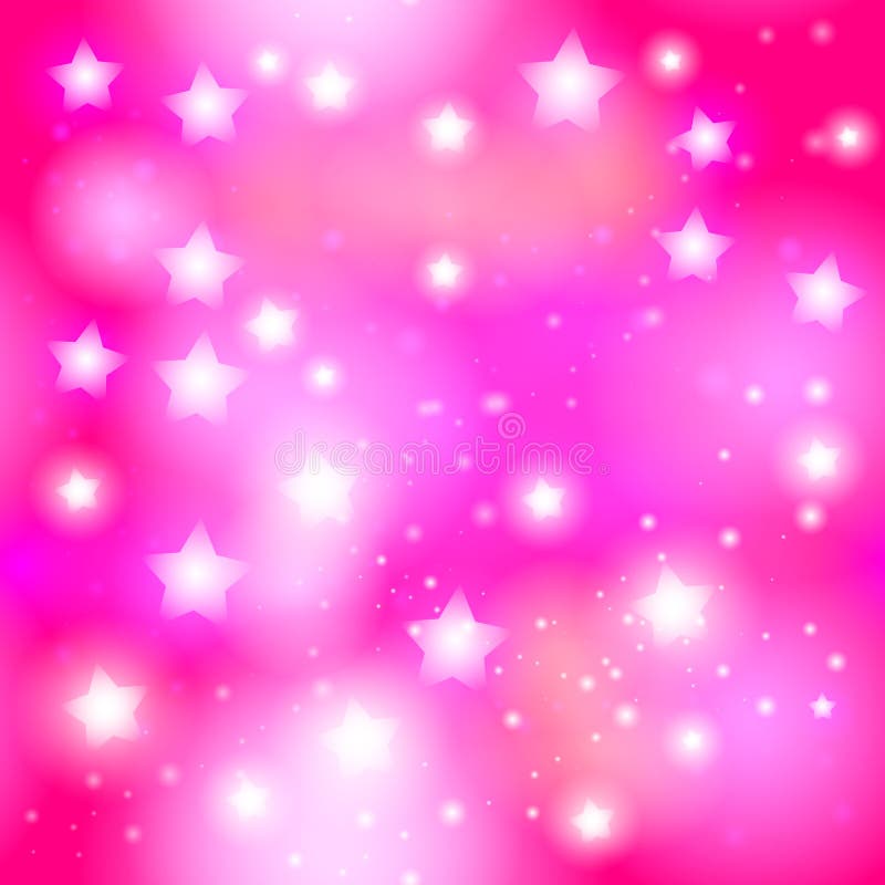 Abstract Starry Seamless Pattern With Neon Star On Bright Pink ...