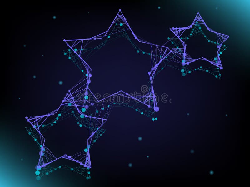 Abstract Stars Glow from Lines and Dots Dark Background. Stock Vector ...