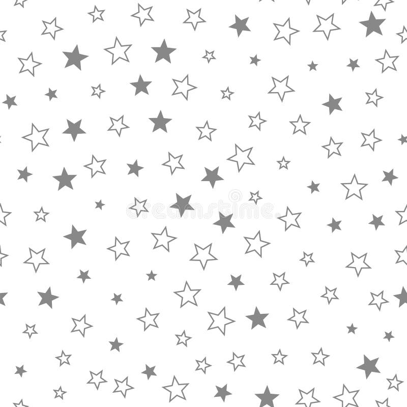 Seamless Pattern with Soft Grey Stars on White Background. Seamless ...