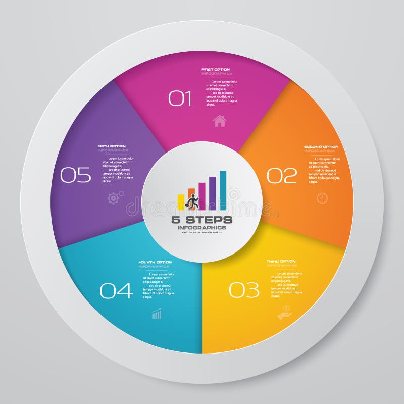 Abstract 5 Steps Modern Pie Chart Infographics Elements. Stock Vector ...