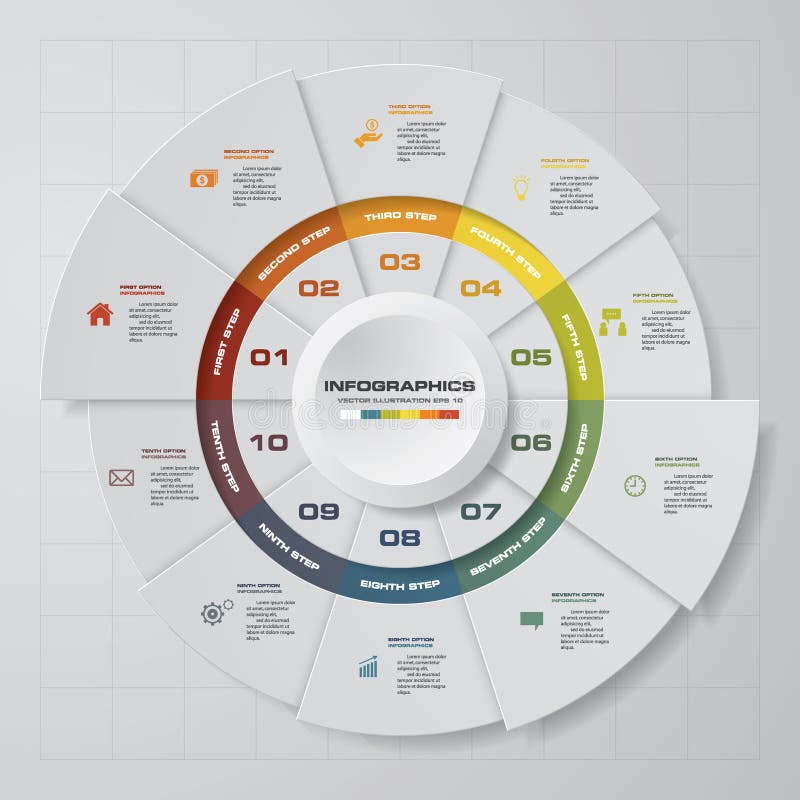 Abstract 10 Steps Modern Pie Chart Infographics Elements.Vector ...