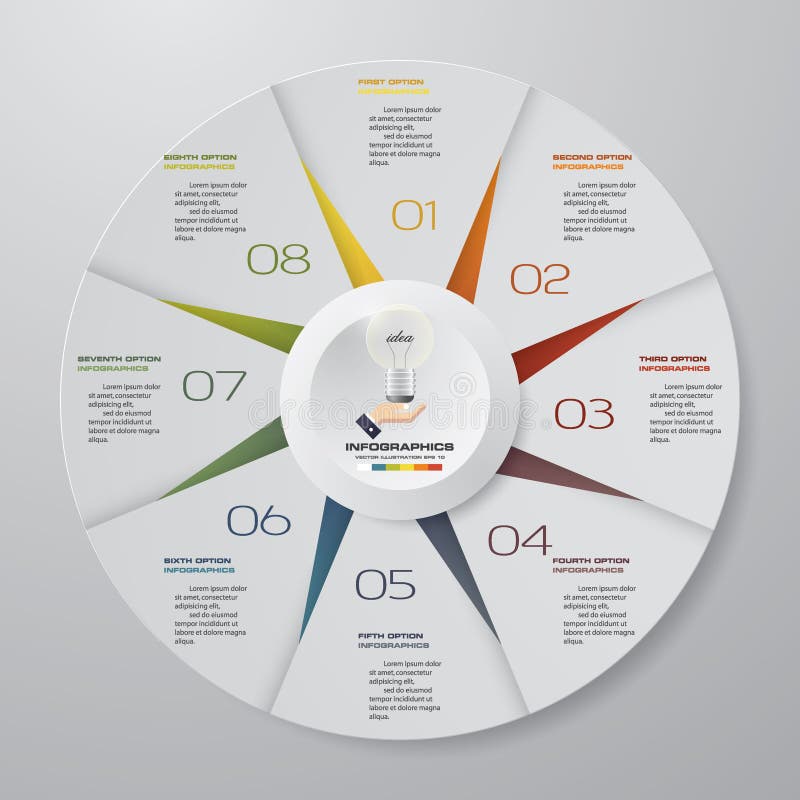 Abstract 8 Steps Modern Pie Chart Infographics Elements.Vector ...