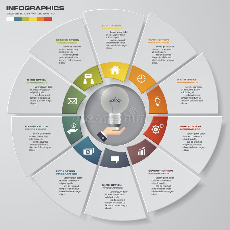 Abstract 10 Steps Modern Pie Chart Infographics Elements.Vector ...