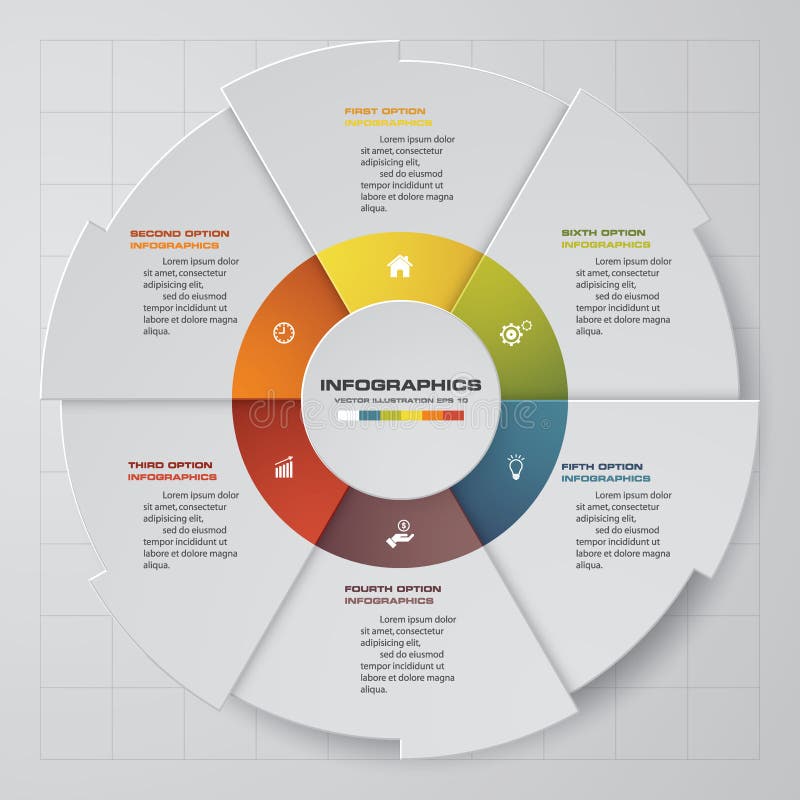 Abstract 6 Steps Modern Pie Chart Infographics Elements.Vector ...