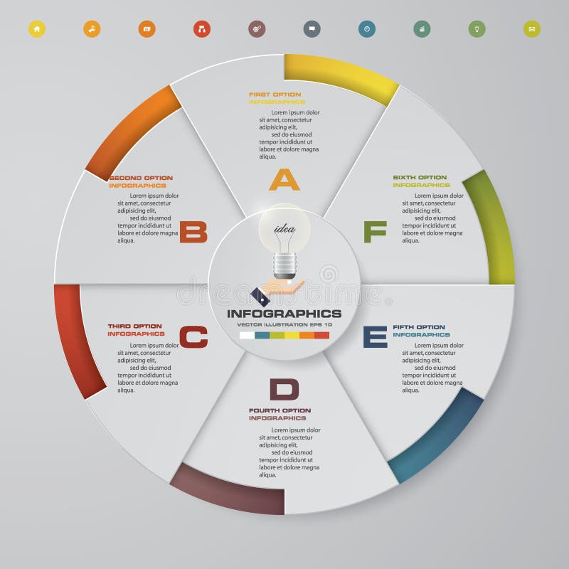 Abstract 6 Steps Modern Pie Chart Infographics Elements.Vector ...