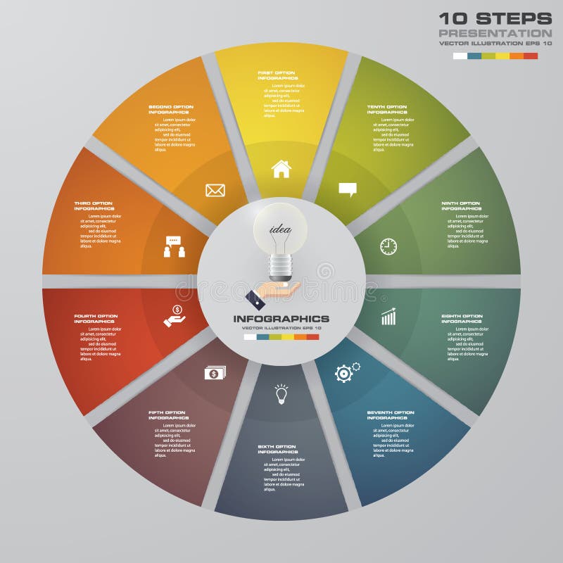 Abstract 10 Steps Modern Pie Chart Infographics Elements.Vector ...