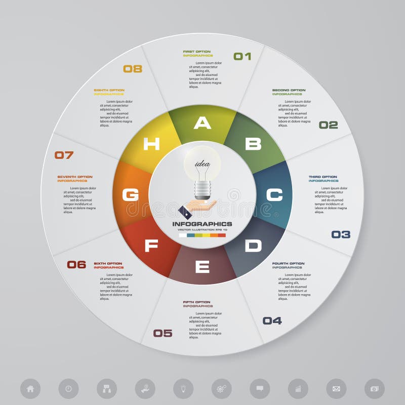 Abstract 8 Steps Modern Pie Chart Infographics Elements.Vector ...